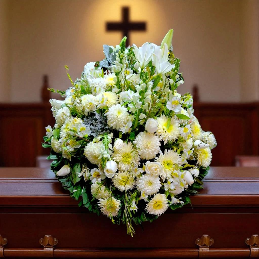 Cubre Caja Fúnebre Tributo de Luz | Arreglos Fúnebres en Guadalajara